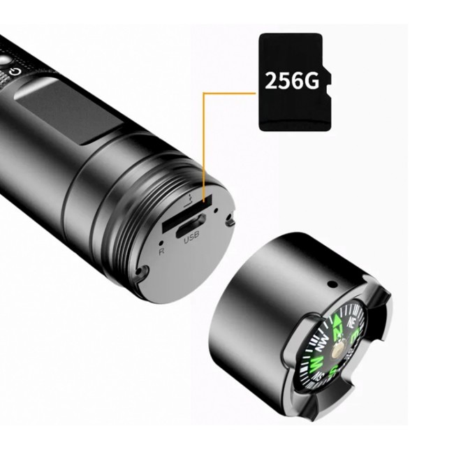 4K HD Metal Waterproof LED Torch Light Flashlight Compass Action Camera MC66B Stuntcams